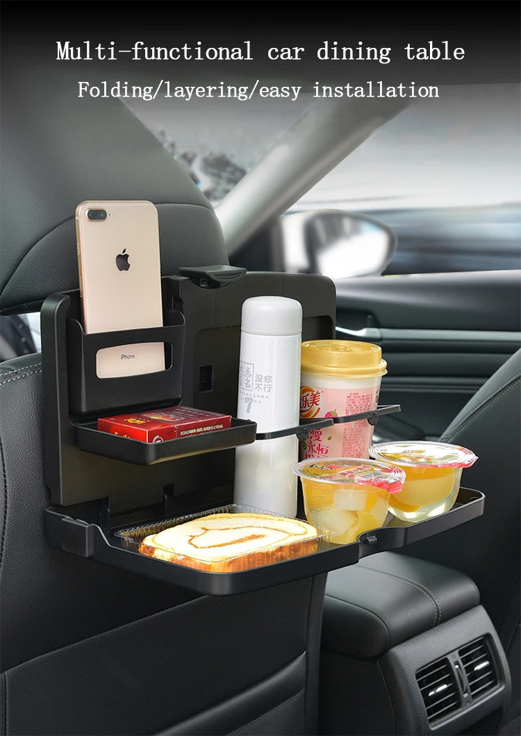 Portable Car Dining Table Folding Food Cup Tray Car Interior Storage ...