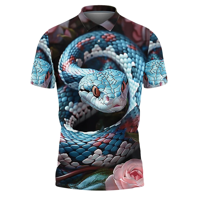 Camouflage Snake 3D Printed Polo Shirts For Men Clothes Funny ...