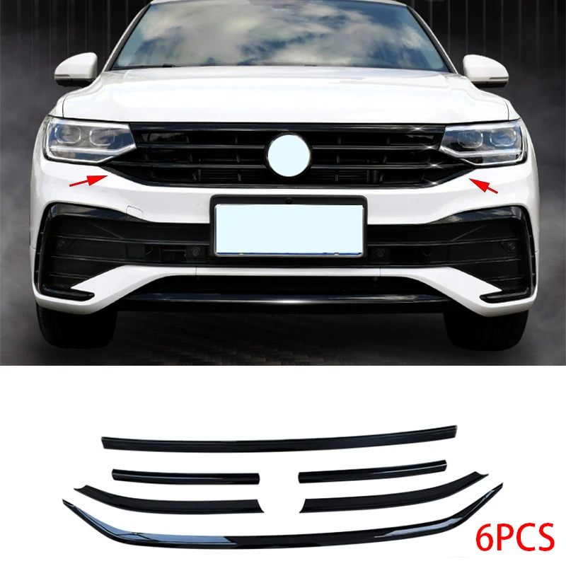 For-Volkswagen-Tiguan-2022-2023-ABS-Glossy-black-Front-Grille-Sports ...