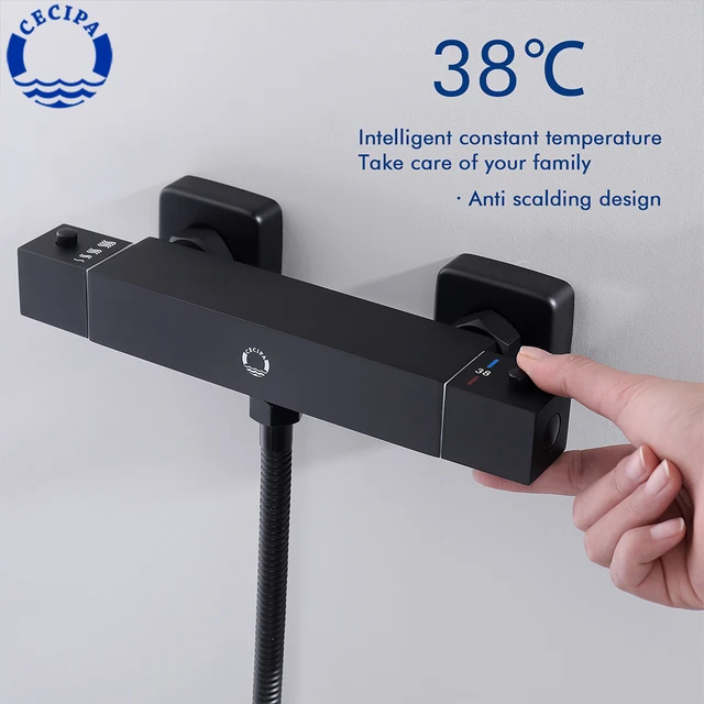 Cecipa 38 ℃ Termosztatikus Zuhany Csaptelepek Falra Szerelt Keverő Csap Hideg És Forró ...