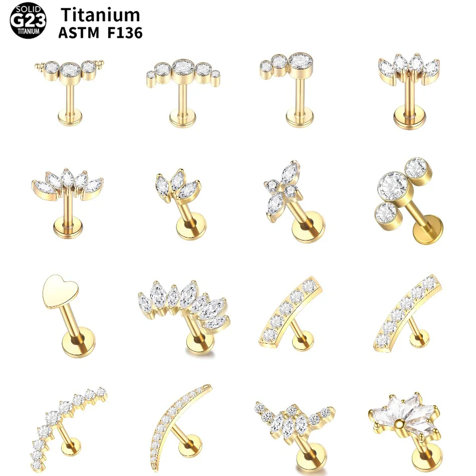 1PC-G23-Titanium-Labret-Piercings-Lip-Ring-CZ-Zircon-Gold-Color-Stud ...