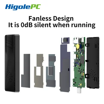 Higole Fanless Intel J4125 Mini PC Windows 11 Pro WiFi 8GB 128/256GB ...