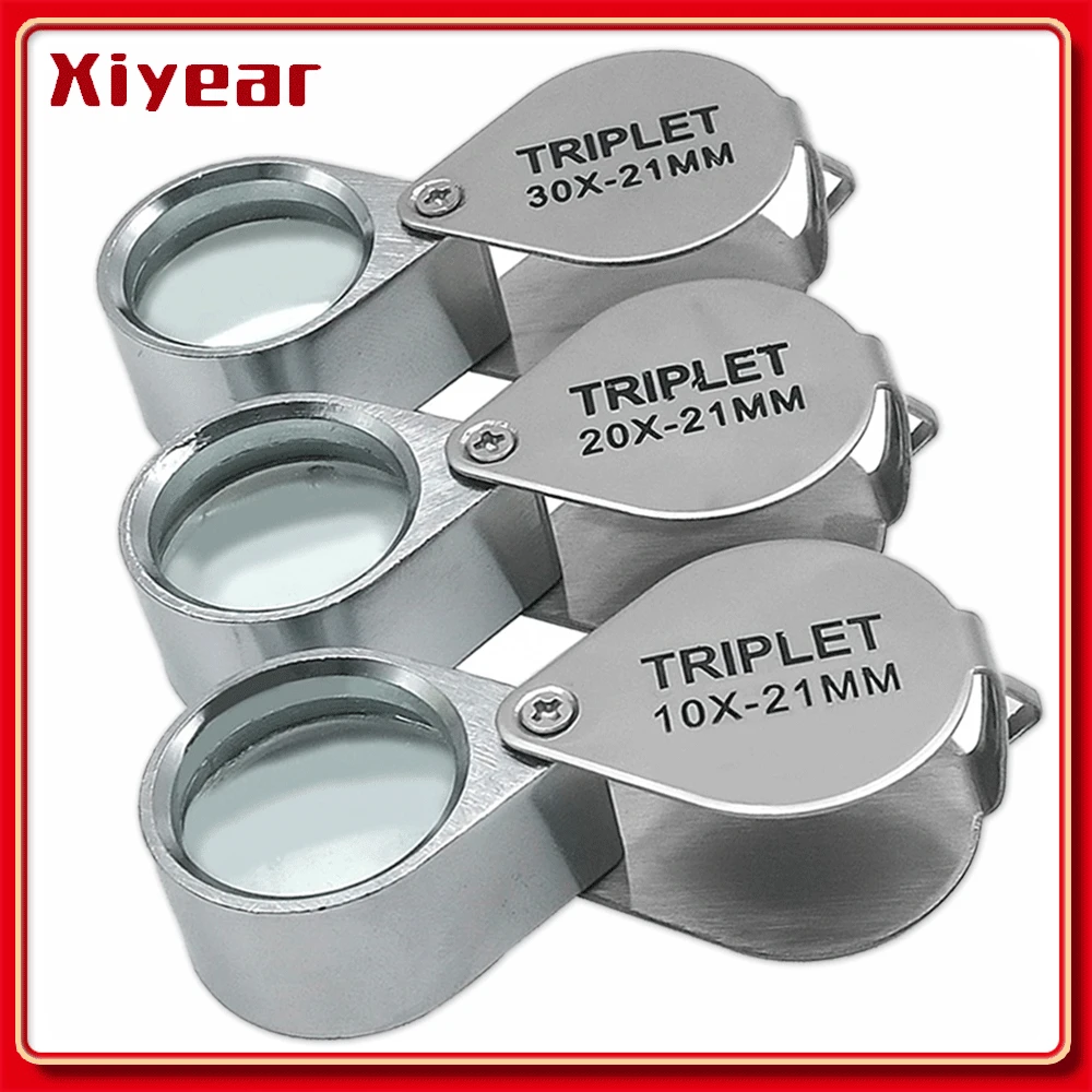 30x bolso lupa lupa mini jóias lupa dobrável diamante lupa triplet ...