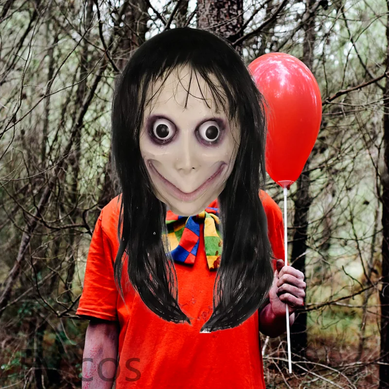 Halloween-Cosplay-Creepy-MOMO-Mask-Long-Hair-Female-Ghost-Prank-Evil ...