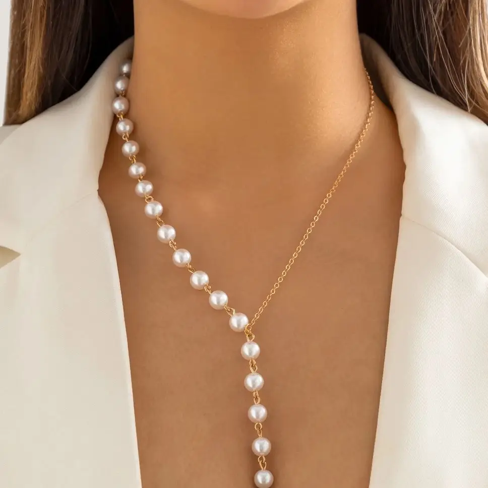 Ingemark-Elegant-Asymmetric-Imitation-Pearl-Chest-Chain-Necklace-Women ...