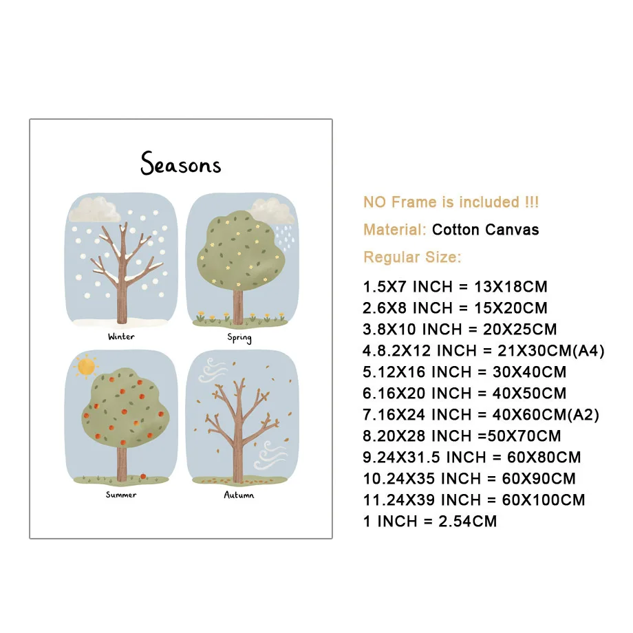 Seasons Chart Printable Seasons of the Year Educational Chart Spring ...