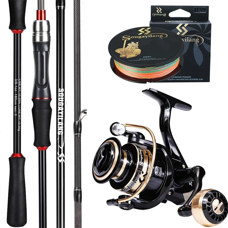 Sougayilang-Spinning-Fishing-Reel-and-Rod-Set-1-8m-2-1M-Bass-Fishing ...