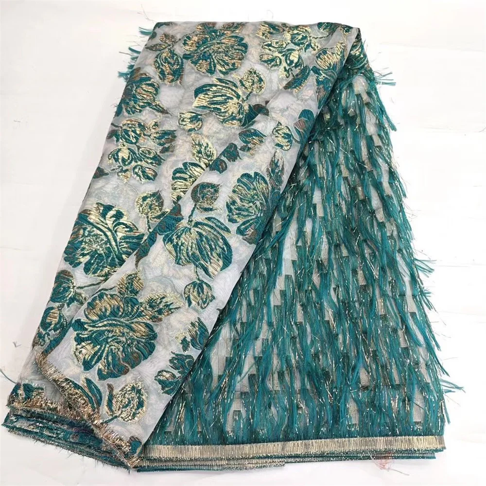 Green-African-Jacquard-Brocade-Fabric-Nigerian-Floral-Organza-Tulle ...