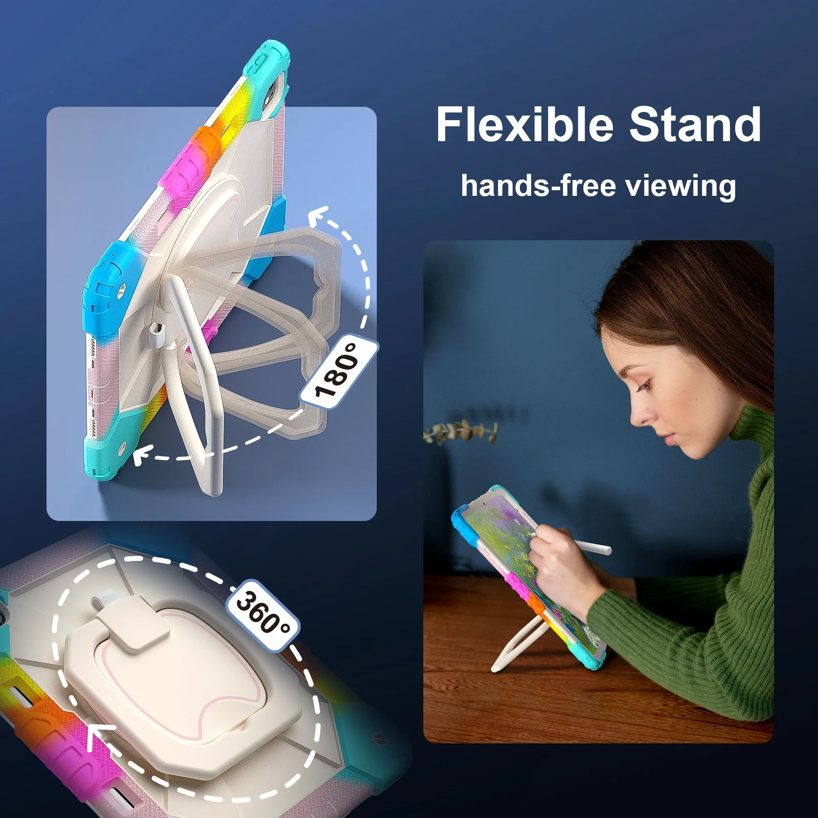 Rotating Shockproof Tablet Case with Stand for iPad 5th 6th 9.7inch ...