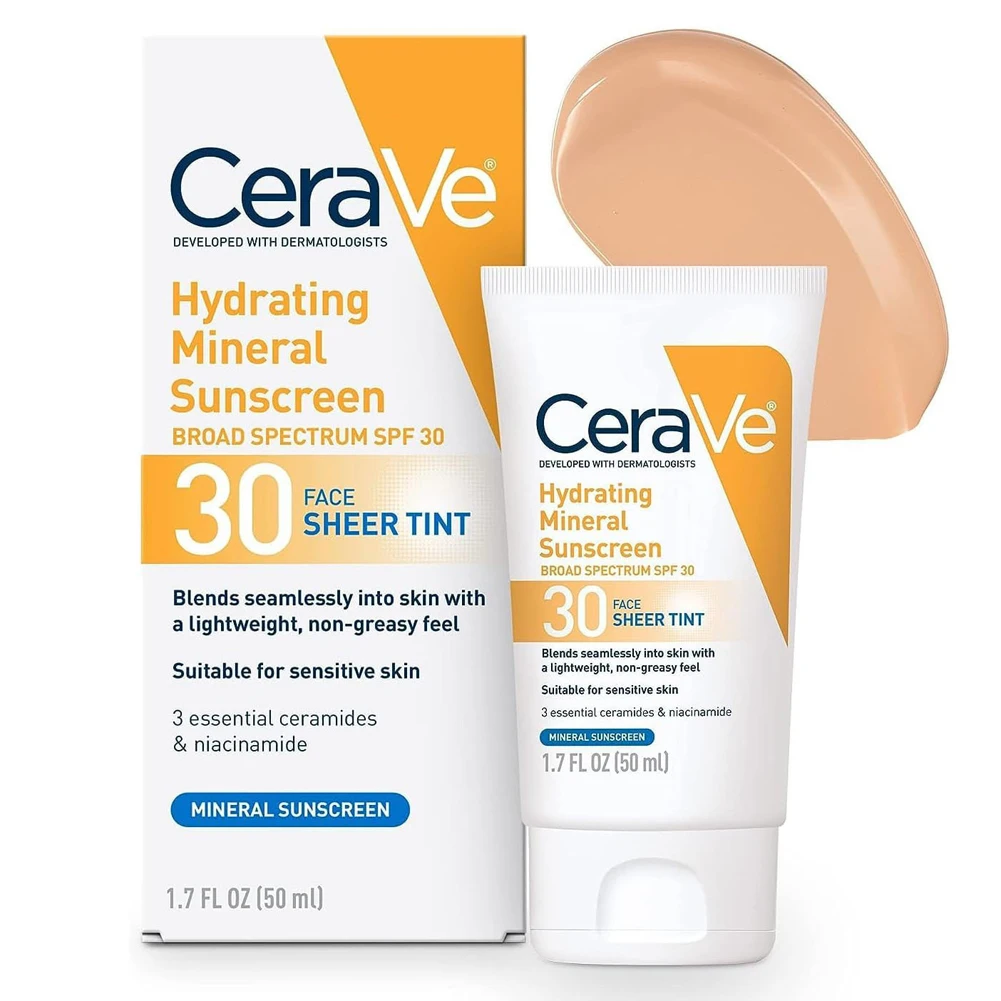 Protector solar facial hidratante, resistente al agua, Mineral, tinte ...