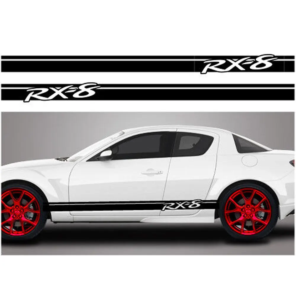 2pcs for Mazda RX8 side racing stripes 002 stickers decals graphics ...