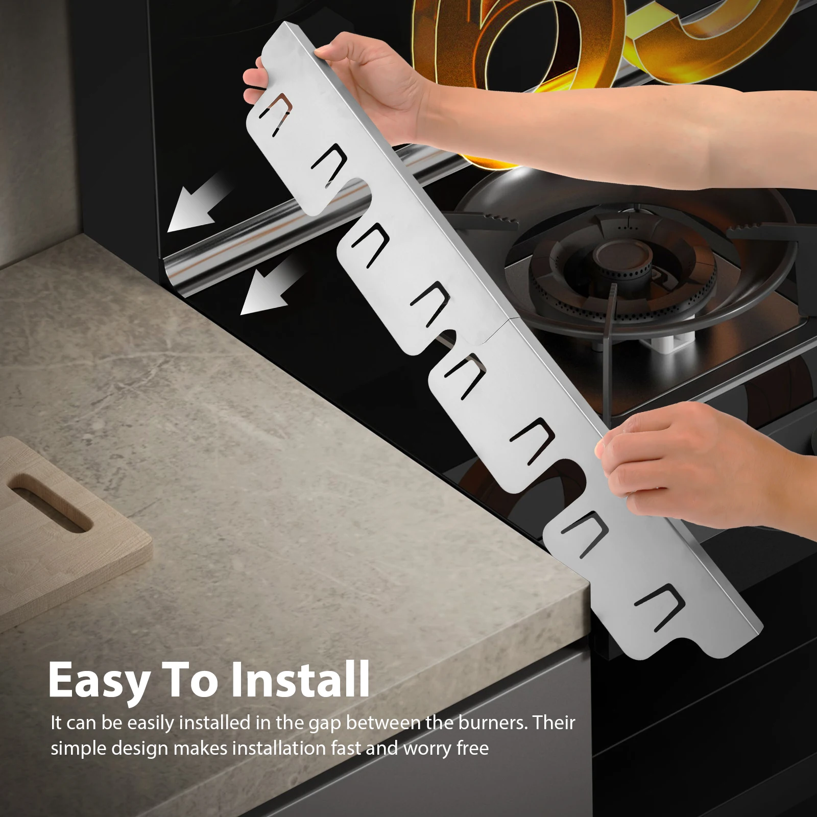 2Pcs Stainless Steel Stove Gap Covers Adjustable Length Oven Side Gap ...