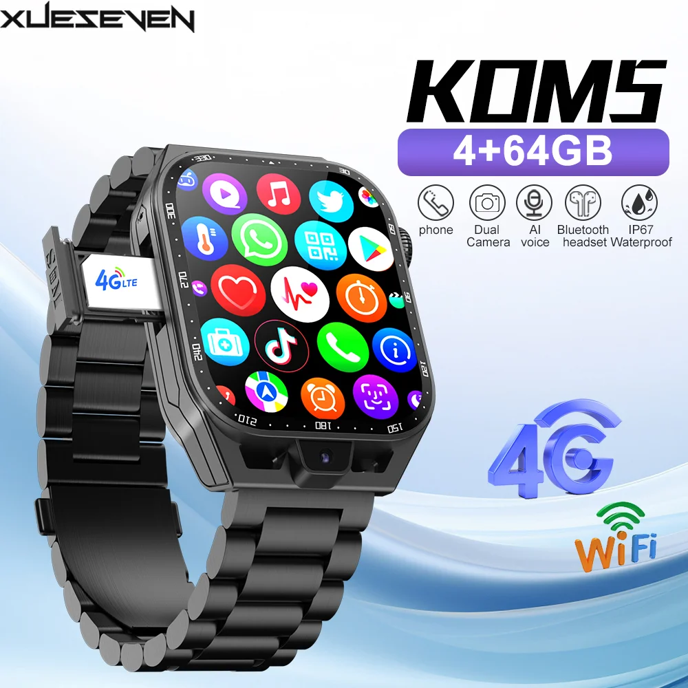 XUESEVEN-Smartwatch-imperme-vel-para-homens-KOM5-4G-LTE-1-96-HD-c-mera ...