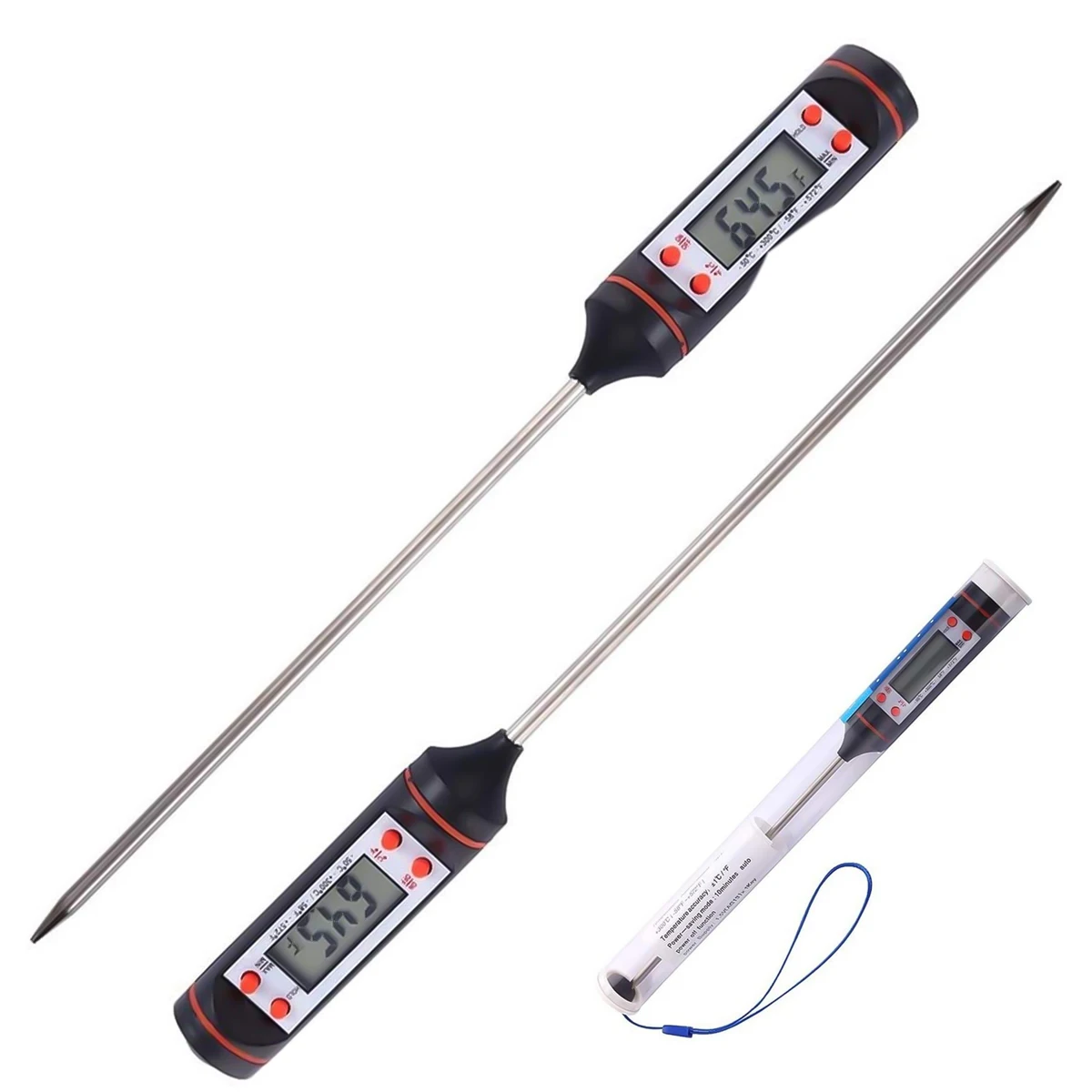 2pcs-Accurate-Food-Cooking-Thermometer-Long-Probe-Digital-Instant-Read ...