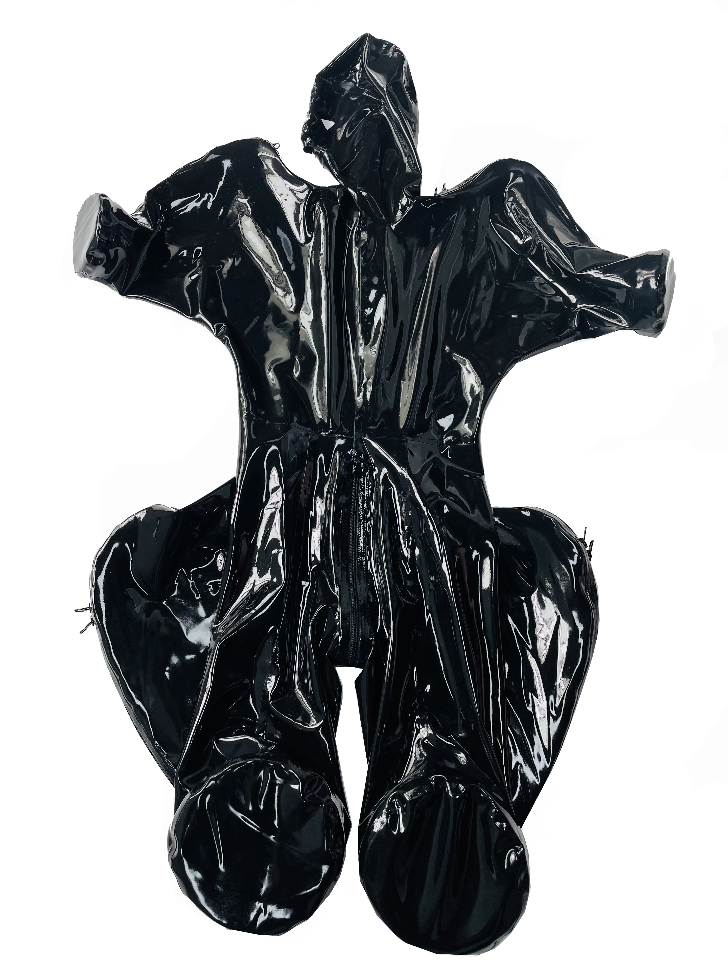 Latex gummi catsuit dog suit with pads shoulder zip and leg zip crawl ...