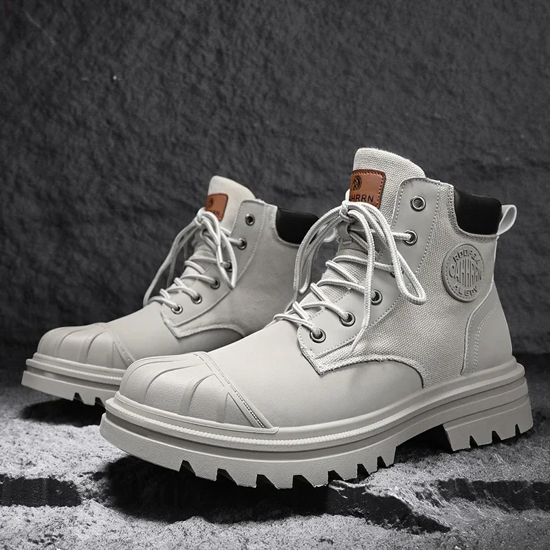 Shoes-for-Men-Outdoor-Male-Booties-Canvas-Boots-Toe-Cap-Anti-collision ...