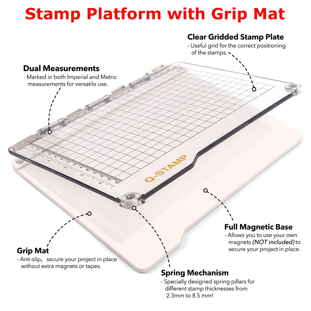Stamp Platform with Grip Mat Stamp Positioning Tool for Clear Stamps ...