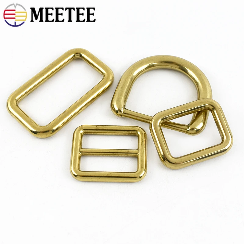 2/4/5Pcs Solid Brass D Ring Adjuster Clasp Tri-Glide Slider Buckles ...