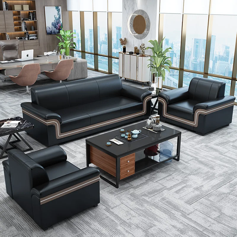 2023 Hot sale Modern Luxury Boss Office Sofa Sets Using Wooden Leather ...