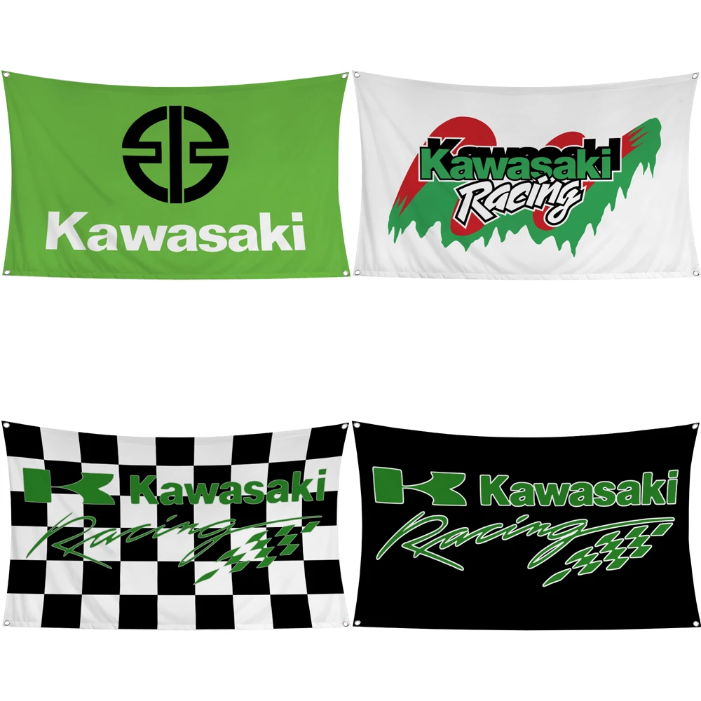 Bandera-de-Kawasaki-de-poli-ster-impresa-cartel-de-motocicleta-de ...