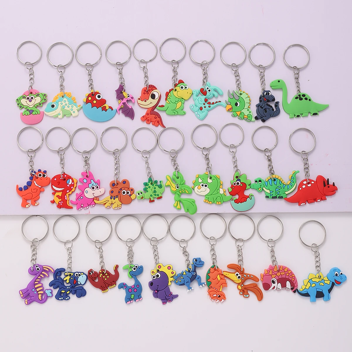 30pcs-PVC-Dinosaur-Keychain-Cartoon-Pendant-Fashion-Cute-Bag-Key ...