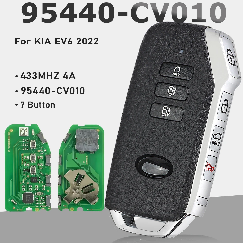 KEYECU 95440-CV010, 7 버튼 스마트 원격 키 Fob 4A 칩 433Mhz 근접 제어 KIA EV6 2022 용 ...