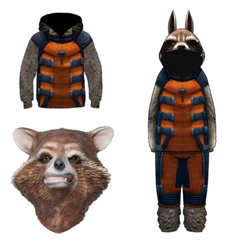 Rocket-disfraz-de-mapache-para-adultos-mono-con-capucha-pijamas-con-m ...