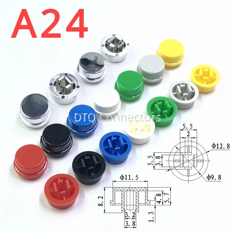 50pcs A24 Tactile Push Button Switch Cap Adapted To 12*12*7.3 mm Micro ...