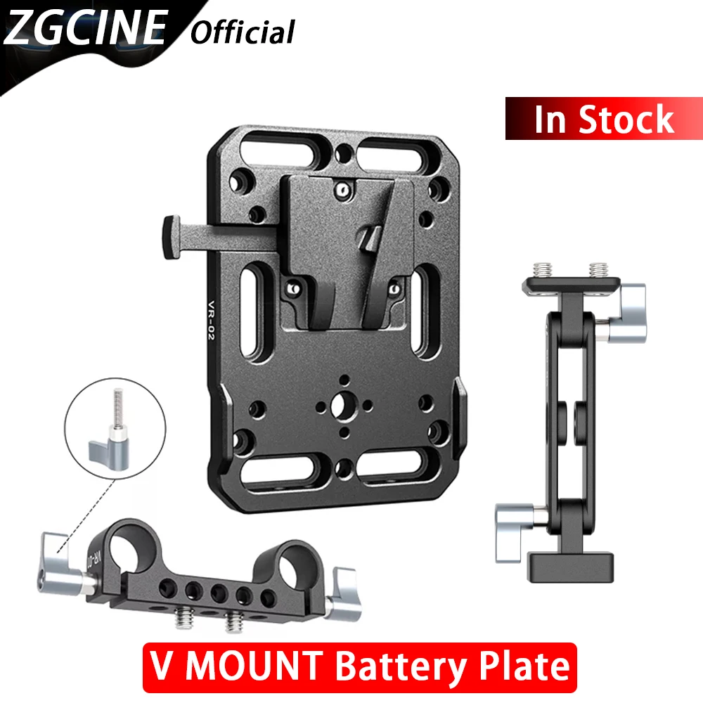 ZGCINE-VR-02-V-MOUNT-Battery-Plate-With-15MM-Rod-Clamp-standard-V-Lock ...