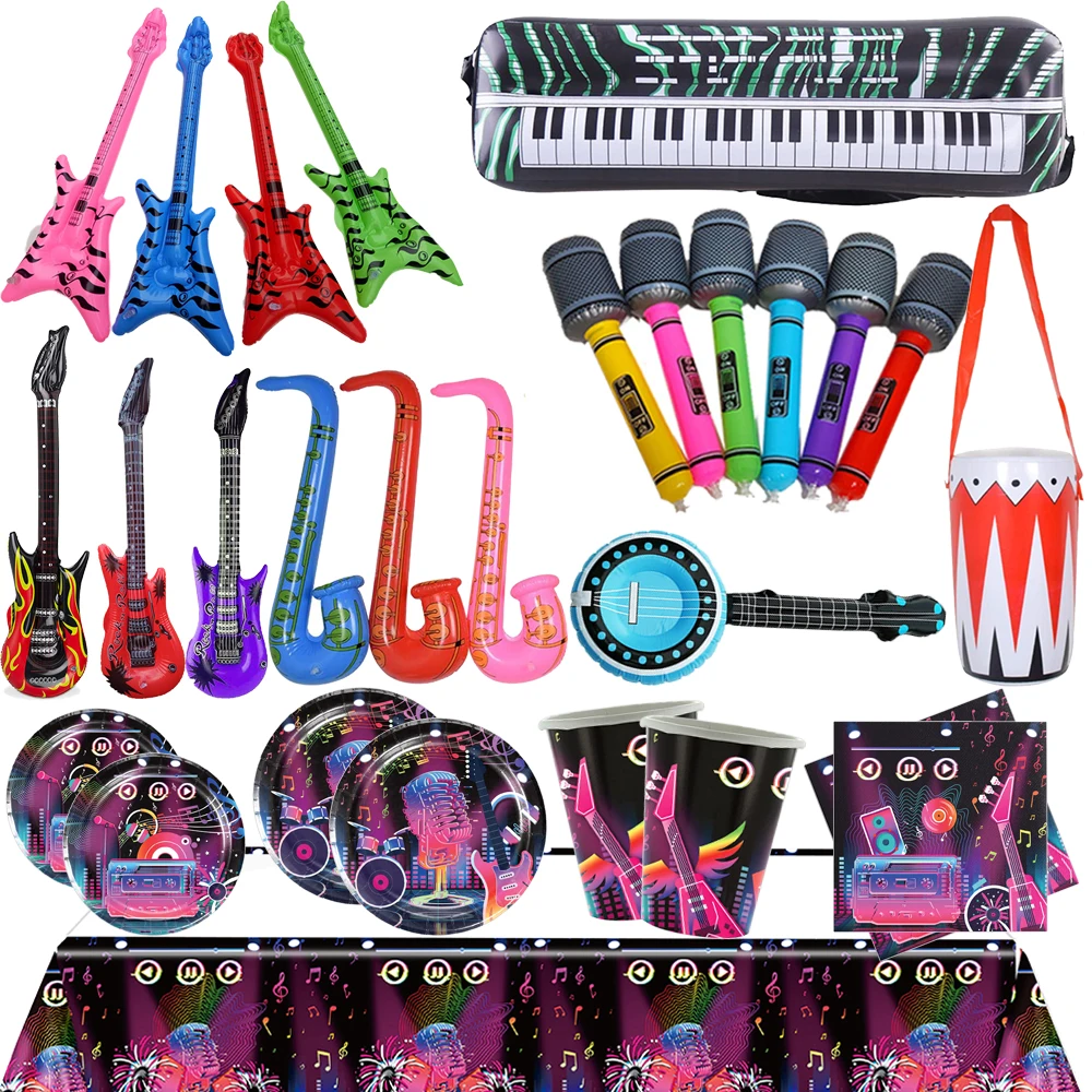 Music Party Decor Supplies Disposable Tableware Plates Napkins ...