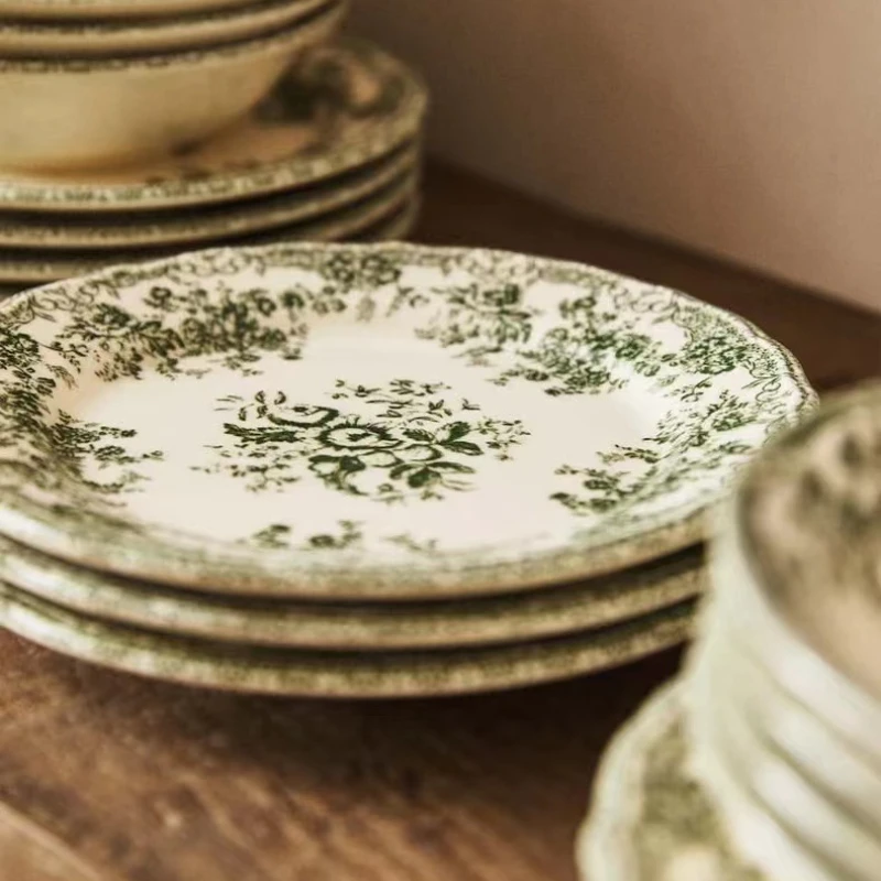 Nordic-Flower-Pattern-Dinner-Plate-Set-Retro-Cer-mica-Pratos-de ...