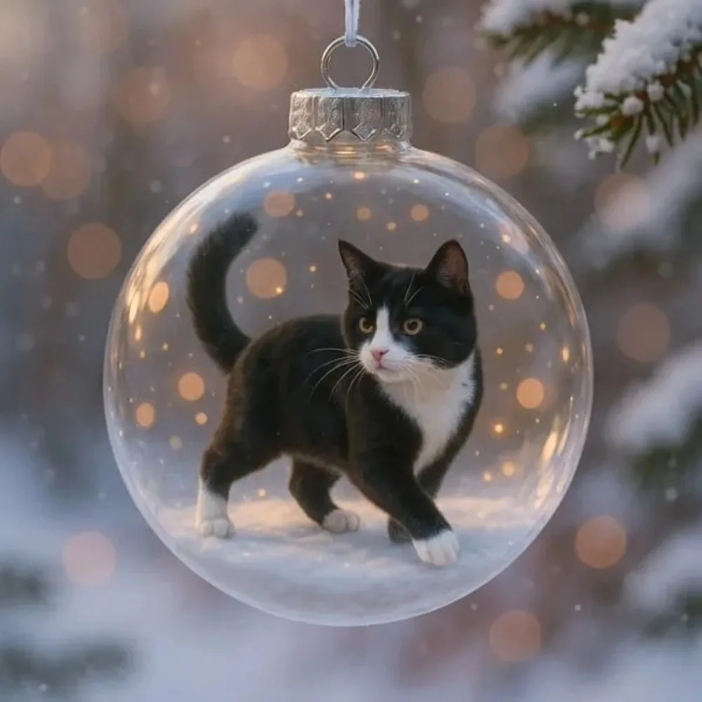 New Plastic Cat Ornament Solid Color Replacement Caps Christmas Ball ...