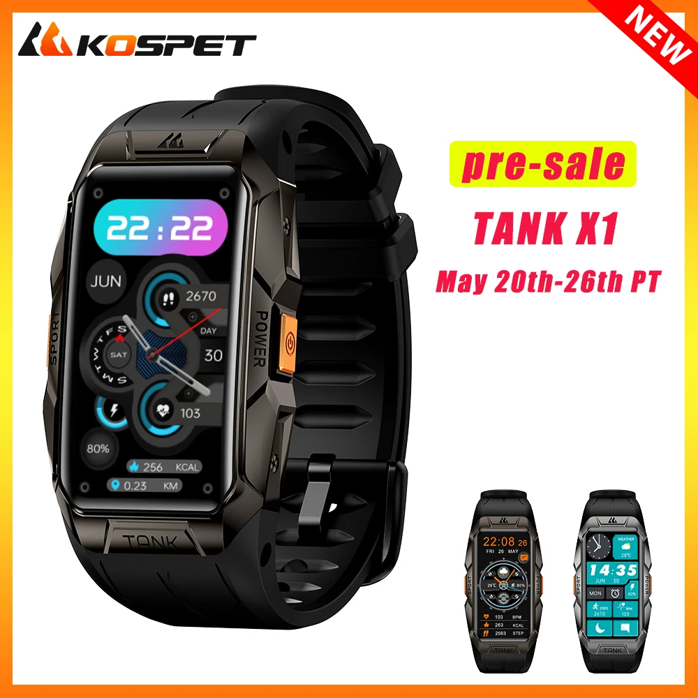 2023 novo KOSPET TANK X1 military men smart band,10ATM à prova d'água ...