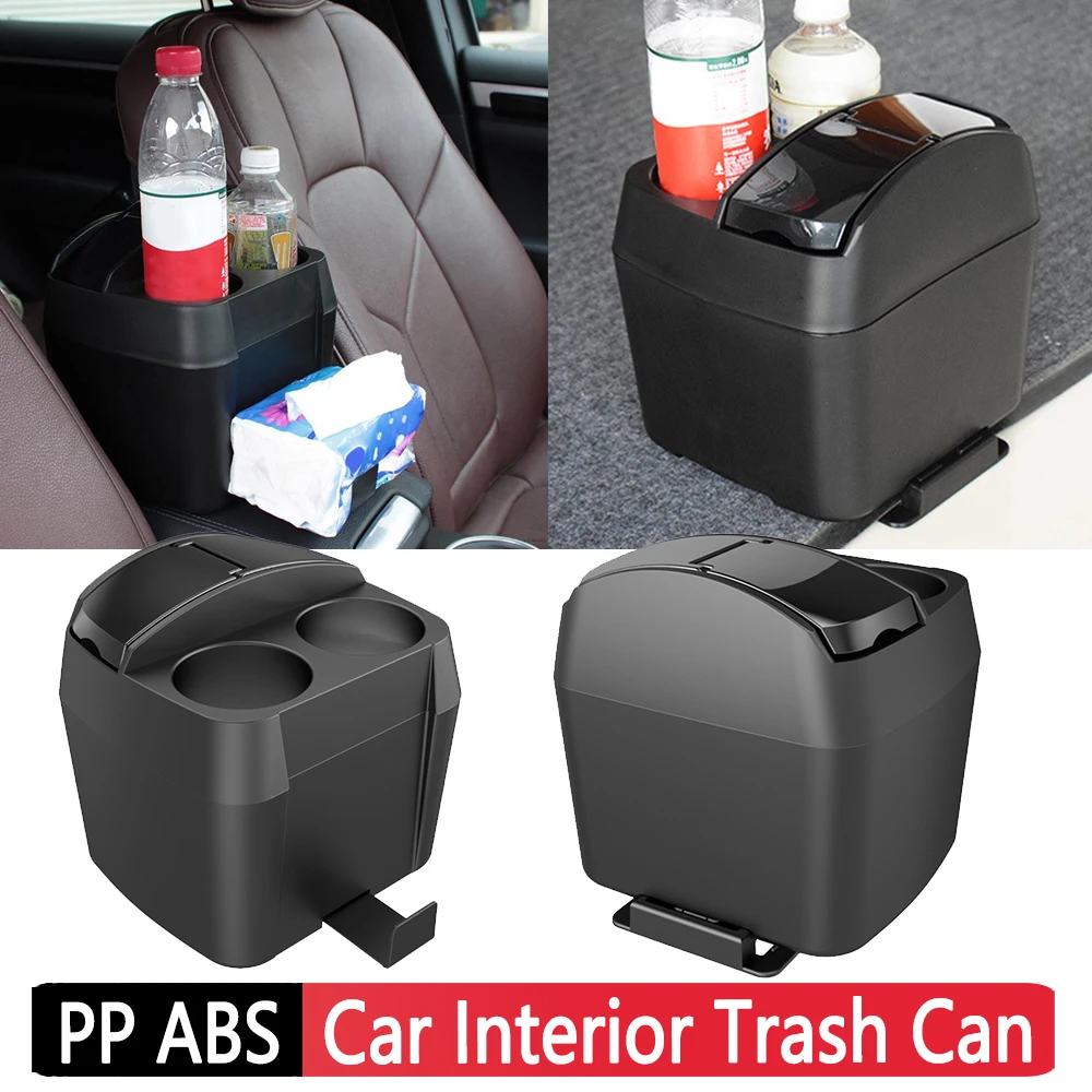 Small-Car-Trash-Can-with-Cup-Holder-Basket-Large-Capacity-Car-Multi ...