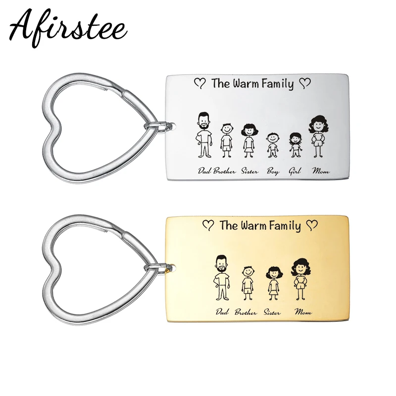 Customized-Family-Love-Keychain-Engraved-Stainless-Steel-Parents ...