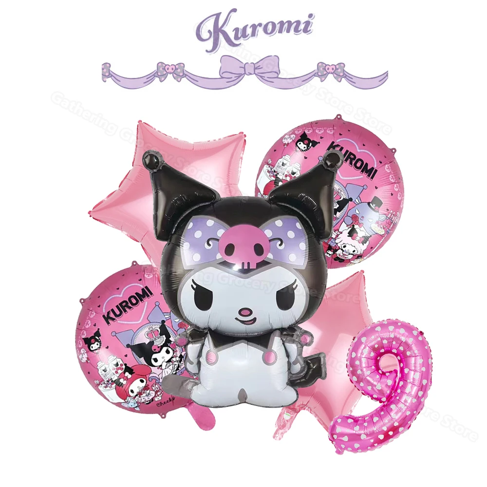 1 juego de globos Kuromi, suministros para fiestas, globo de aluminio redondo de 18 pulgadas y ...