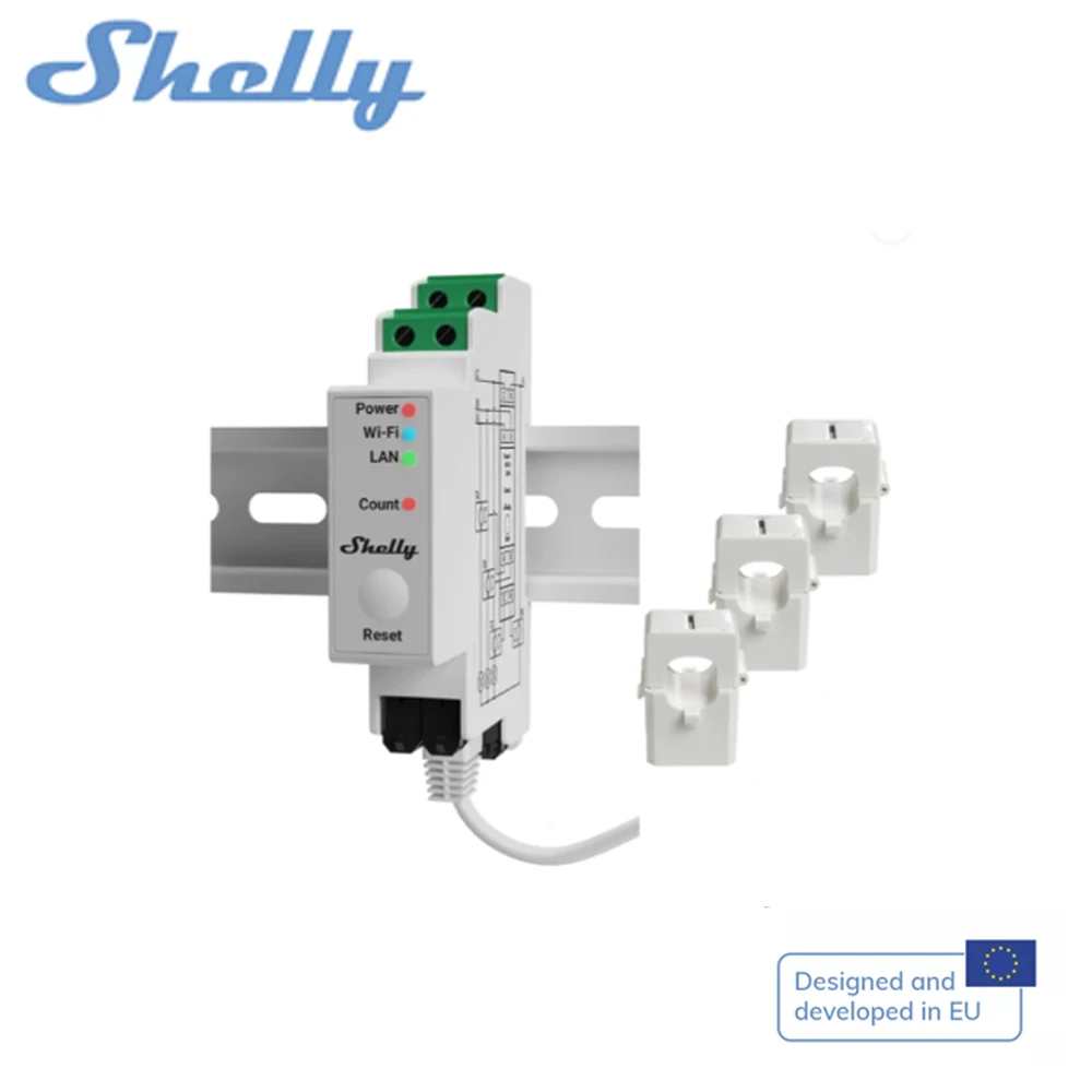 Shelly Pro 3EM DIN Mountable 3 Phase Energy Meter Photovoltaic Rady ...