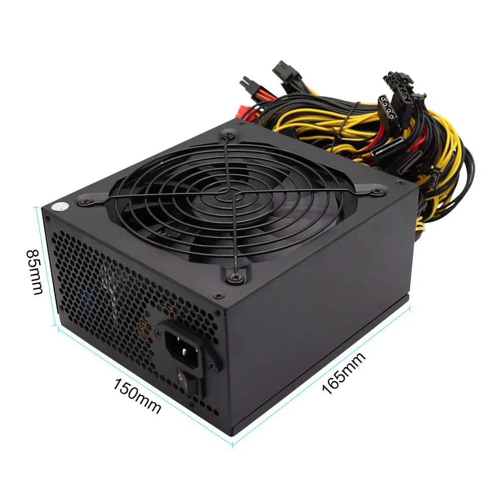 2600w Mining Power Supply 95% High Efficiency PSU Support 8 Graphics ...