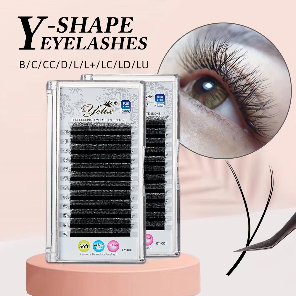 Yelix Y Eyelashes Extension 7 17mm Soft Brazilian Cilia and LU/D Curl ...