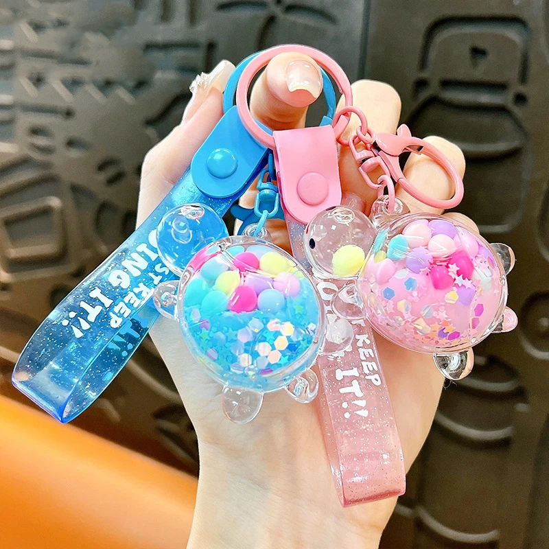 Cute Oil Sugar Bean Turtle Liquid Keychain Car Accessories Floating ...