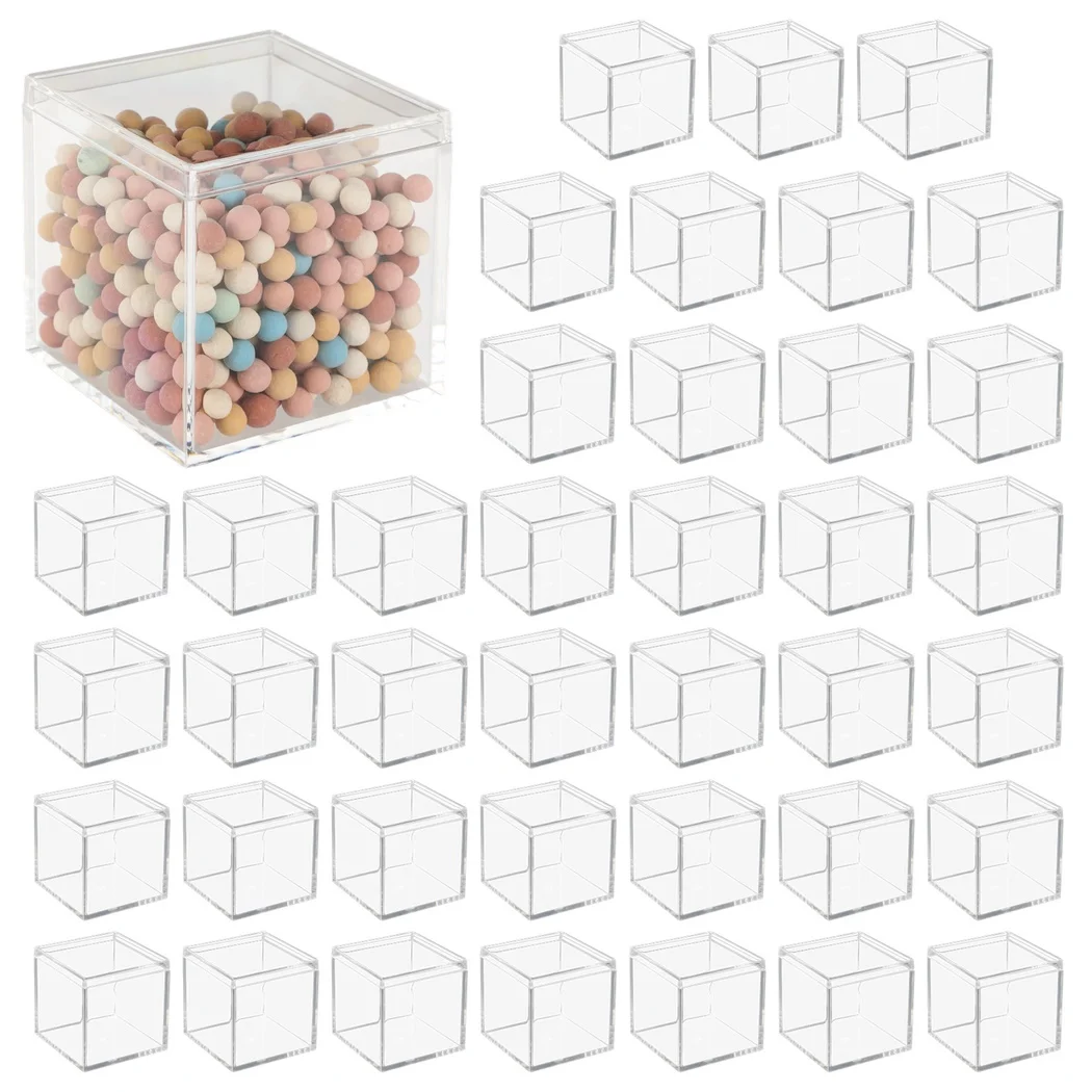 40Pcs/Set Clear Acrylic Boxes Small Clear Boxes 2.2x2.2x2.2in Plastic ...