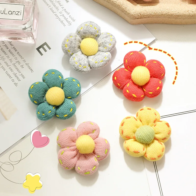Diy 머리 장식 헤어 클립 활 장식 액세서리 의류 모자 신발 바느질 패치에 대 한 5 개 몫 패브릭 꽃 Applique