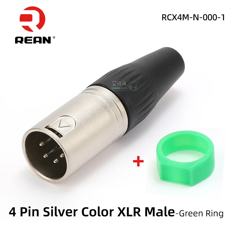 NUTRICK's REAN 4 Pin XLR Male/Female Plug with Color Ring Microphone Connector Metal Housing ...