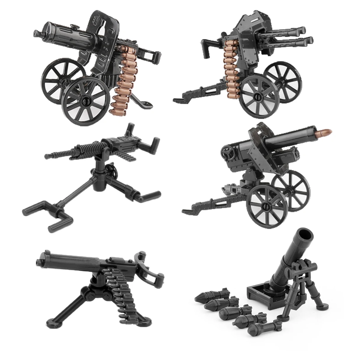 WW2 Military Maxim Anti-aircraft Machine Gun Model Bricks Weapons Pack ...