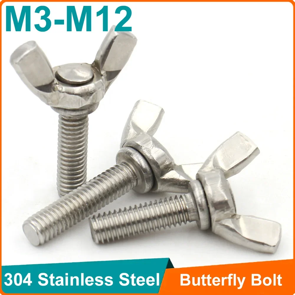 1/ 2/ 5pcs A2-70 304 Stainless Steel M3 M4 M5 M6 M8 M10 M12 Wing Screw ...