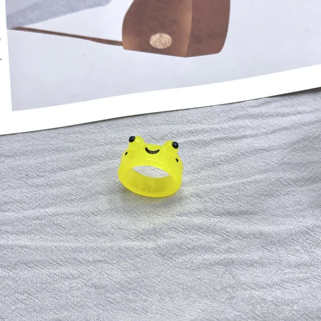 Colorful Luminous Cute Frog Rings Lover Resin Acrylic Rings for Women ...