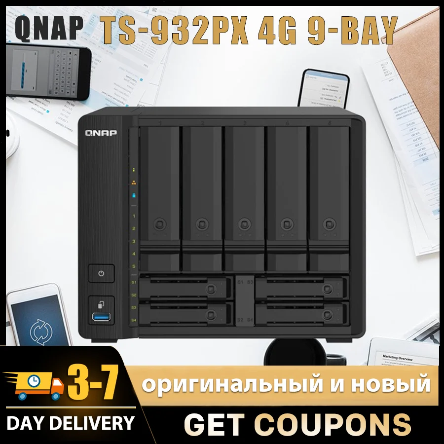 QNAP QNAP-TS-932PX 4G 9 bay NAS Enclosure 4GB DDR4 RAM Nas Network ...