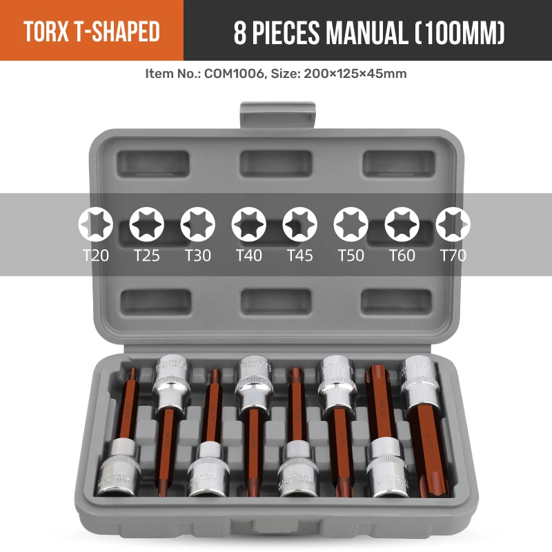 Cle a cliquet,jeu de douilles hexagonales-Torx 1-2 " , adaptateur à douille T20-T70 Extra Long ...