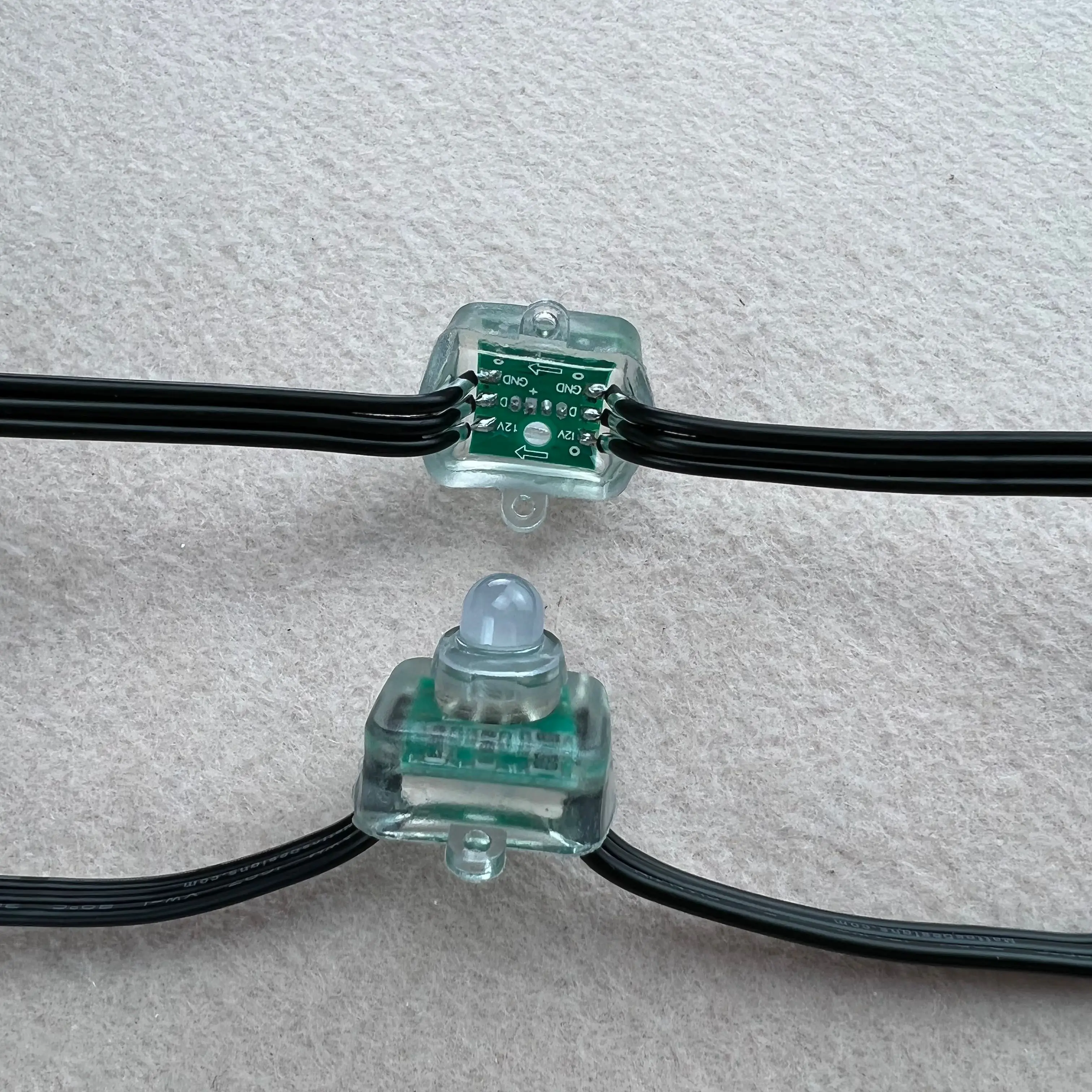 Resistor voltage drop/DC12V/100pcs/strand/square type/ RGB addressable 12mm WS2811 led pixel ...