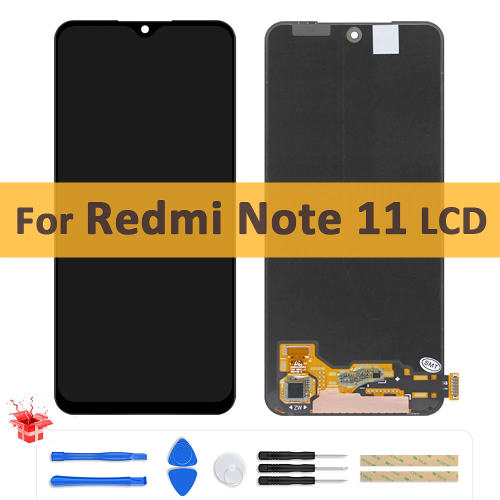 Original 6.43 "amoled para xiaomi redmi nota 11 display lcd tela de toque digitador assembléia ...
